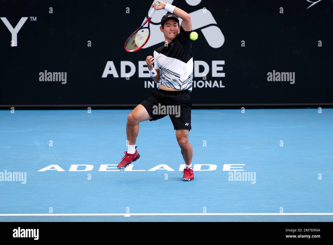 Adelaide, Australia, 7 January, 2023. Yoshihito Nishioka of Japan plays ...