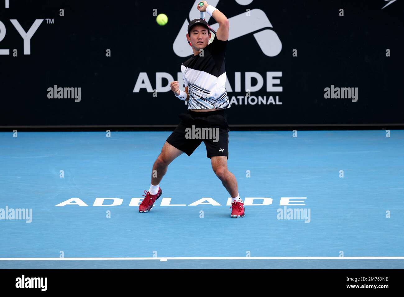 Adelaide, Australia, 7 January, 2023. Yoshihito Nishioka of Japan plays ...