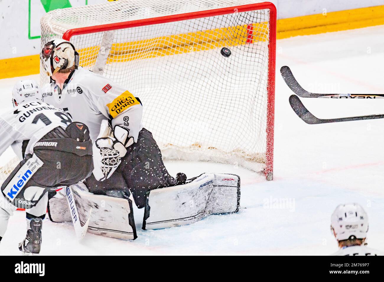 Lausanne, Switzerland. 01st July, 2023. Connor Hughes (goalie) of HC ...