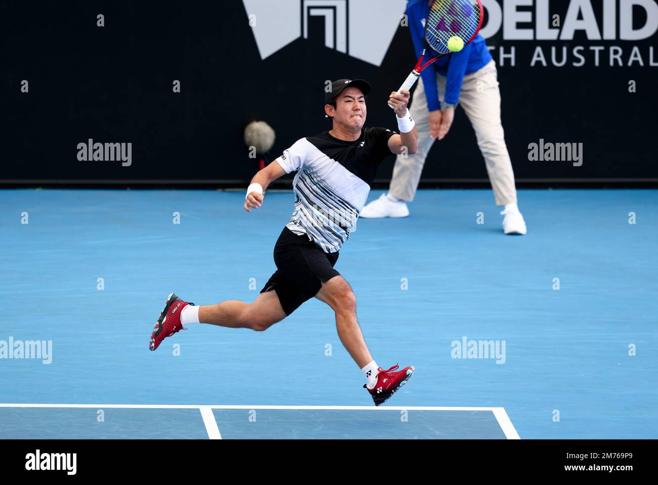 Adelaide, Australia, 7 January, 2023. Yoshihito Nishioka of Japan plays ...