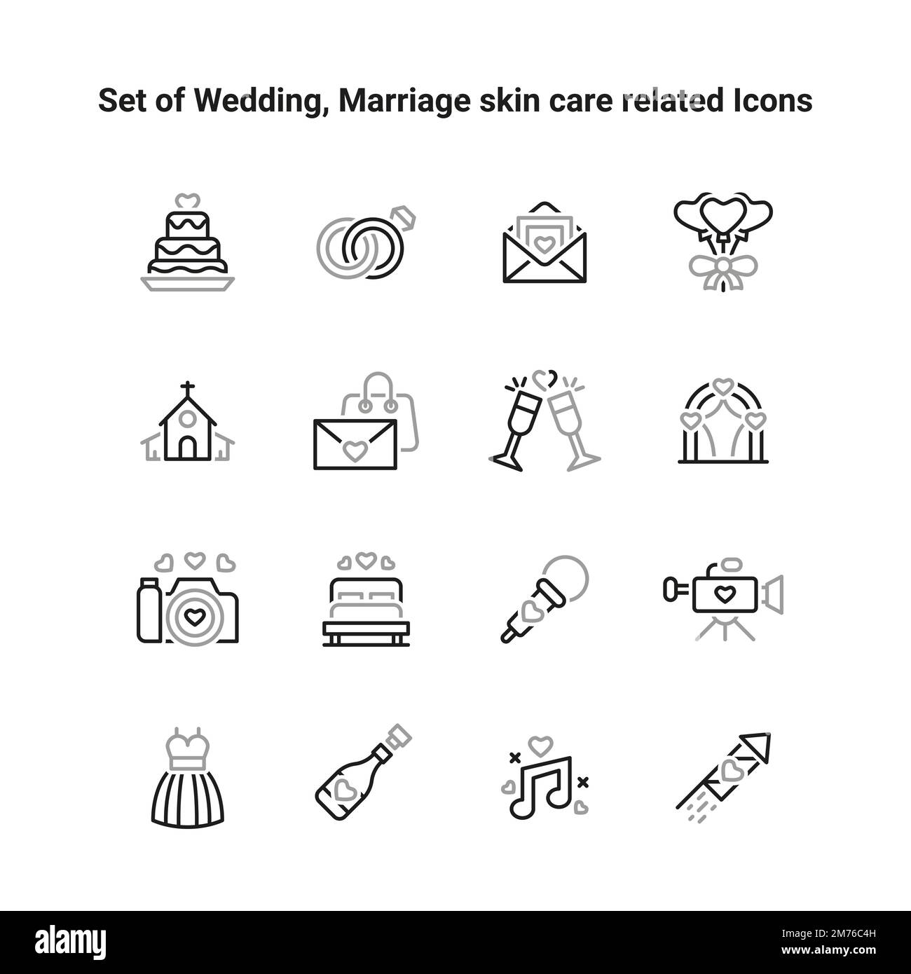 Set of wedding, marriage, ceremony line icons. Modern graphic design ...