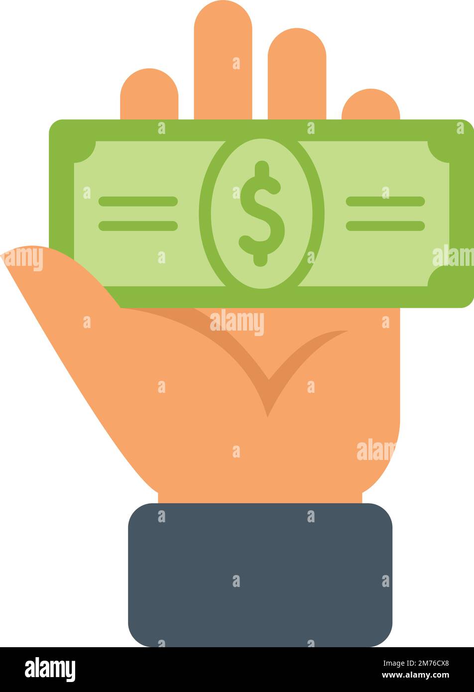 Hand give money cash icon flat vector. Charity donate. Giving heart ...