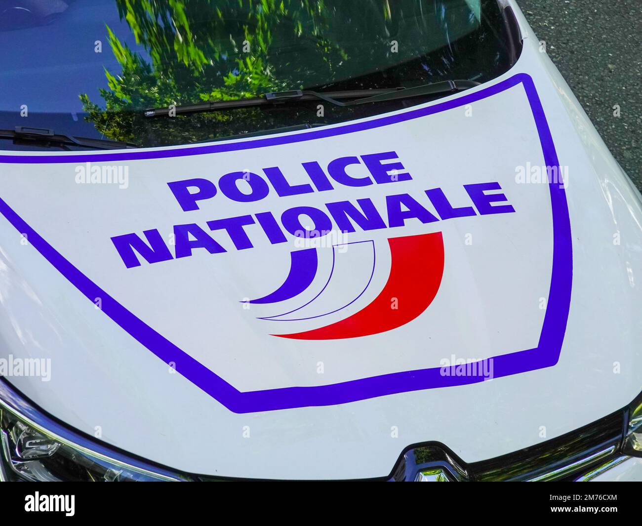 French police, Police Nationale, car with logo as seen from above ...