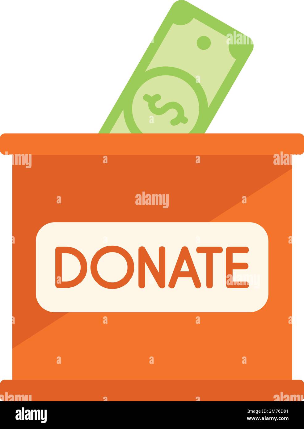 Donate money box icon flat vector. Charity help. Human fund isolated ...