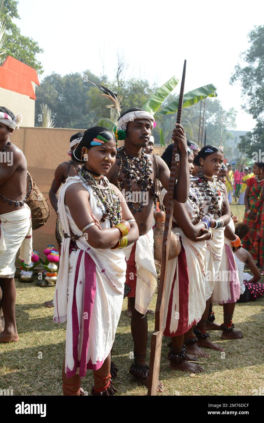 Santiniketan, West Bengal, India. 7th Jan, 2023. The Duruwa, Dhurwa, or ...