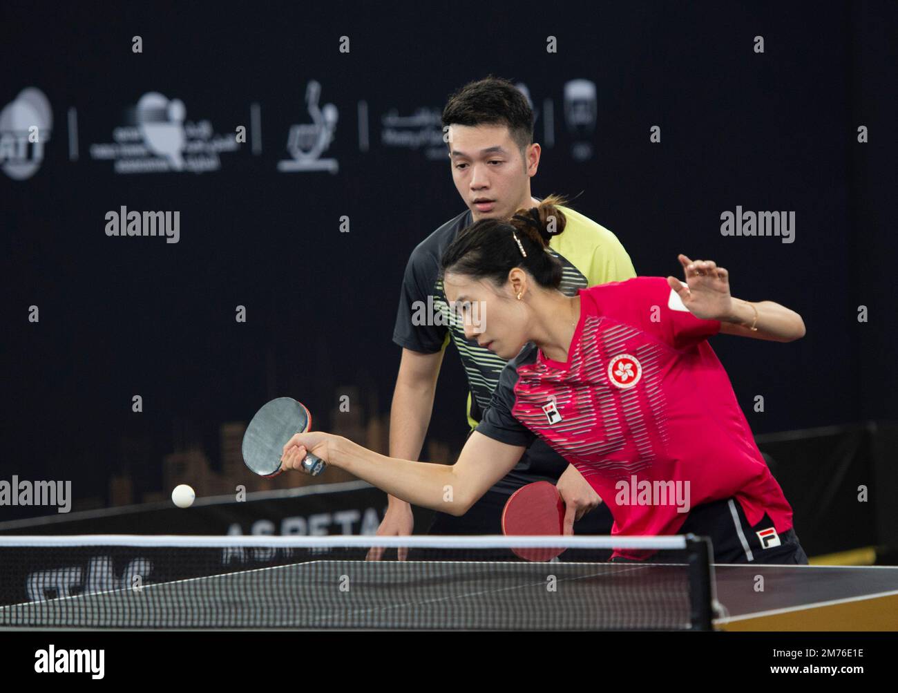 Doha, Qatar. 7th Jan, 2023. Ho Kwan Kit(L)/Zhu Chengzhu of China's Hong ...