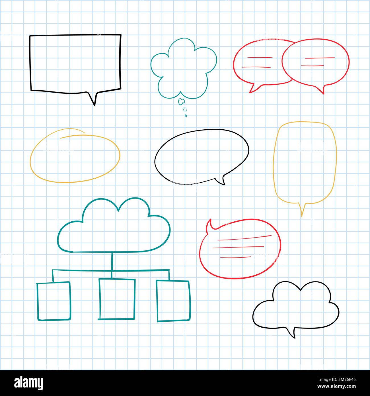 Hand-drawn doodle speech bubbles vector set Stock Vector Image & Art ...