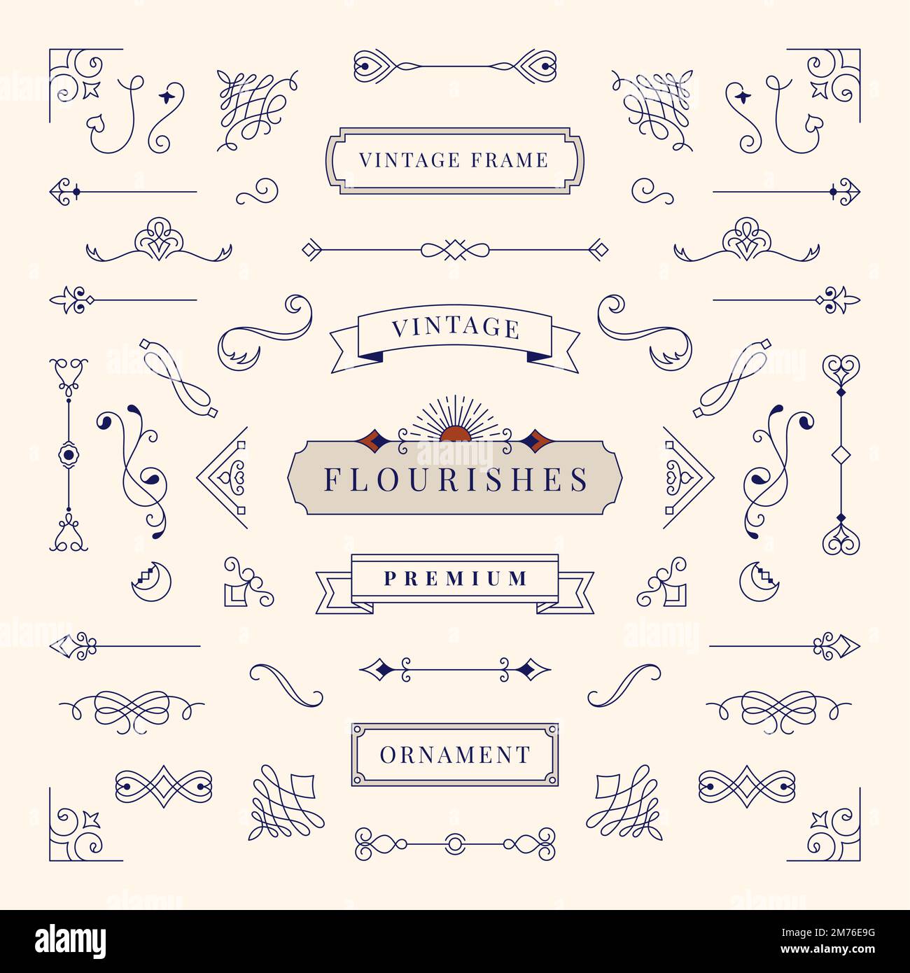 Collection of vintage ornament frame illustration Stock Vector Image ...