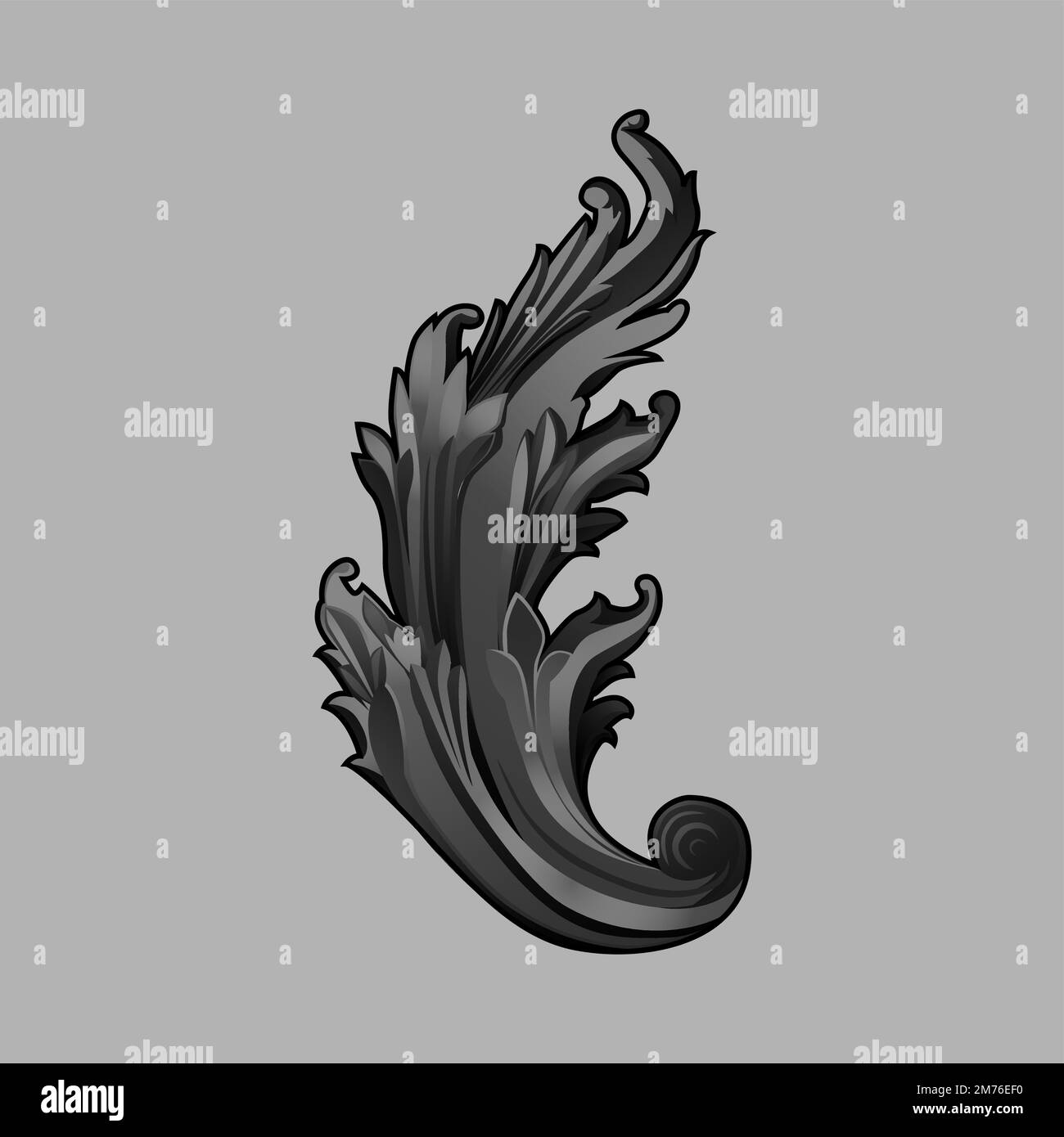 Black Baroque floral elements vector Stock Vector Image & Art - Alamy