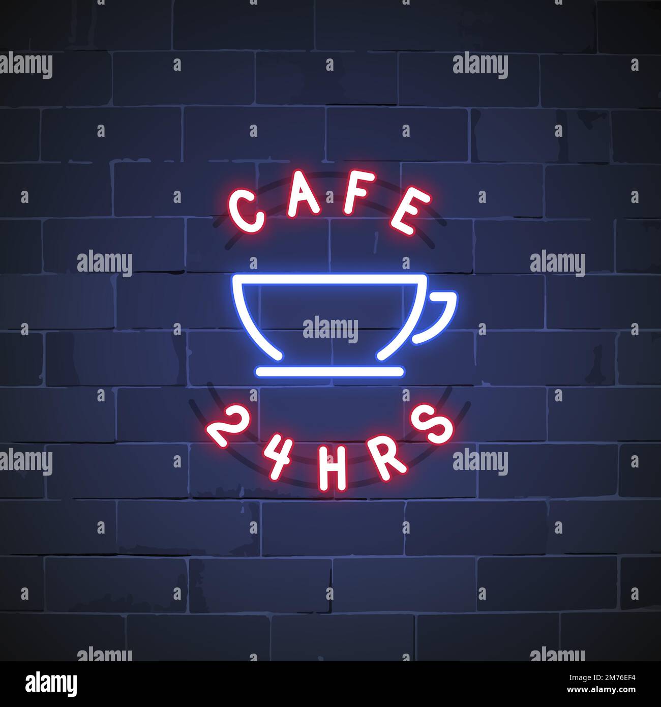 24 hours cafe neon sign vector Stock Vector Image & Art - Alamy