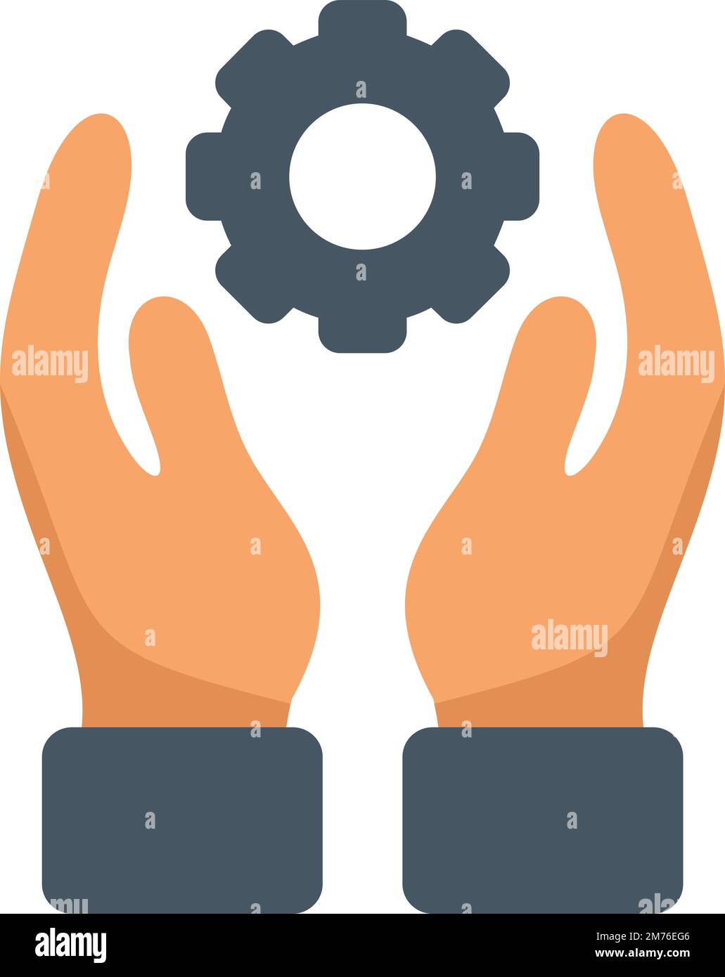 Keep gear solution icon flat vector. Business problem. Teamwork ...