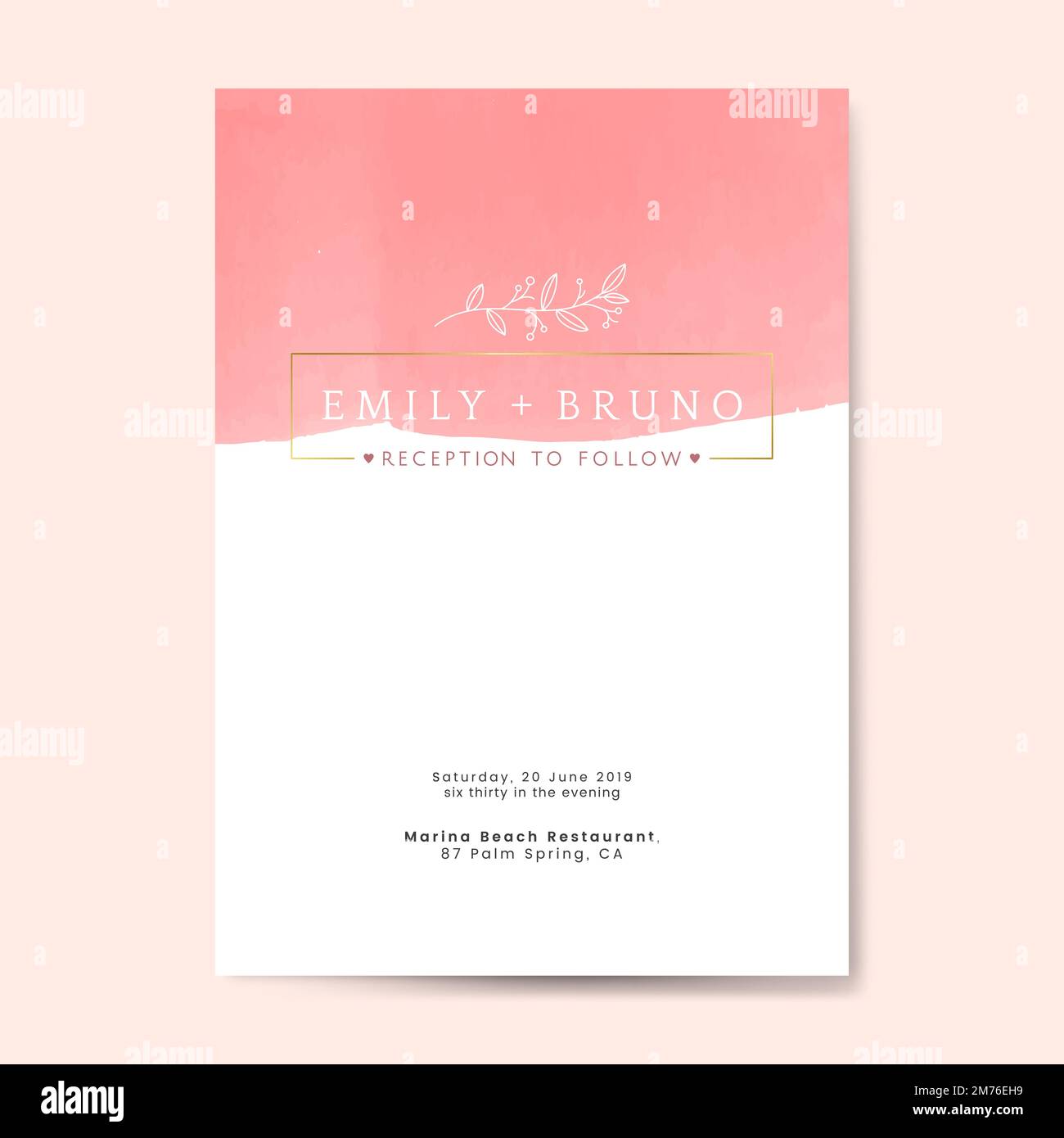 Pink wedding invitation card vector Stock Vector Image & Art - Alamy