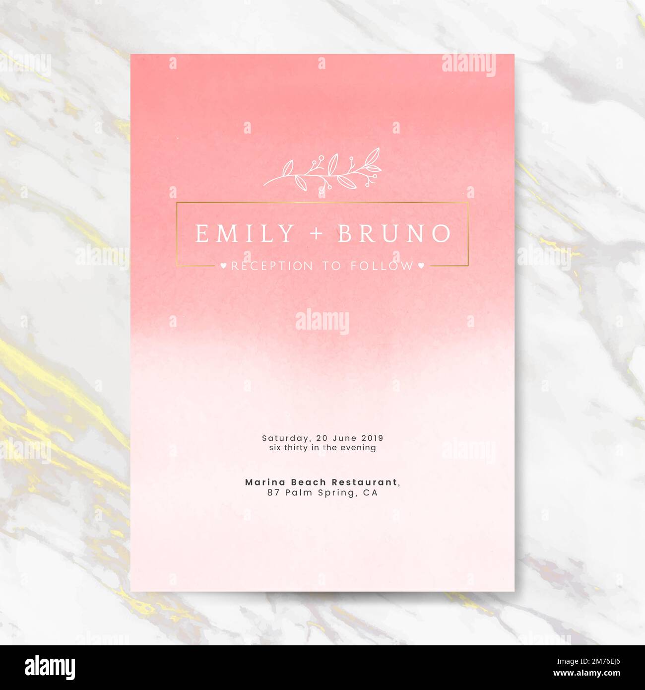 Pink wedding invitation card vector Stock Vector Image & Art - Alamy