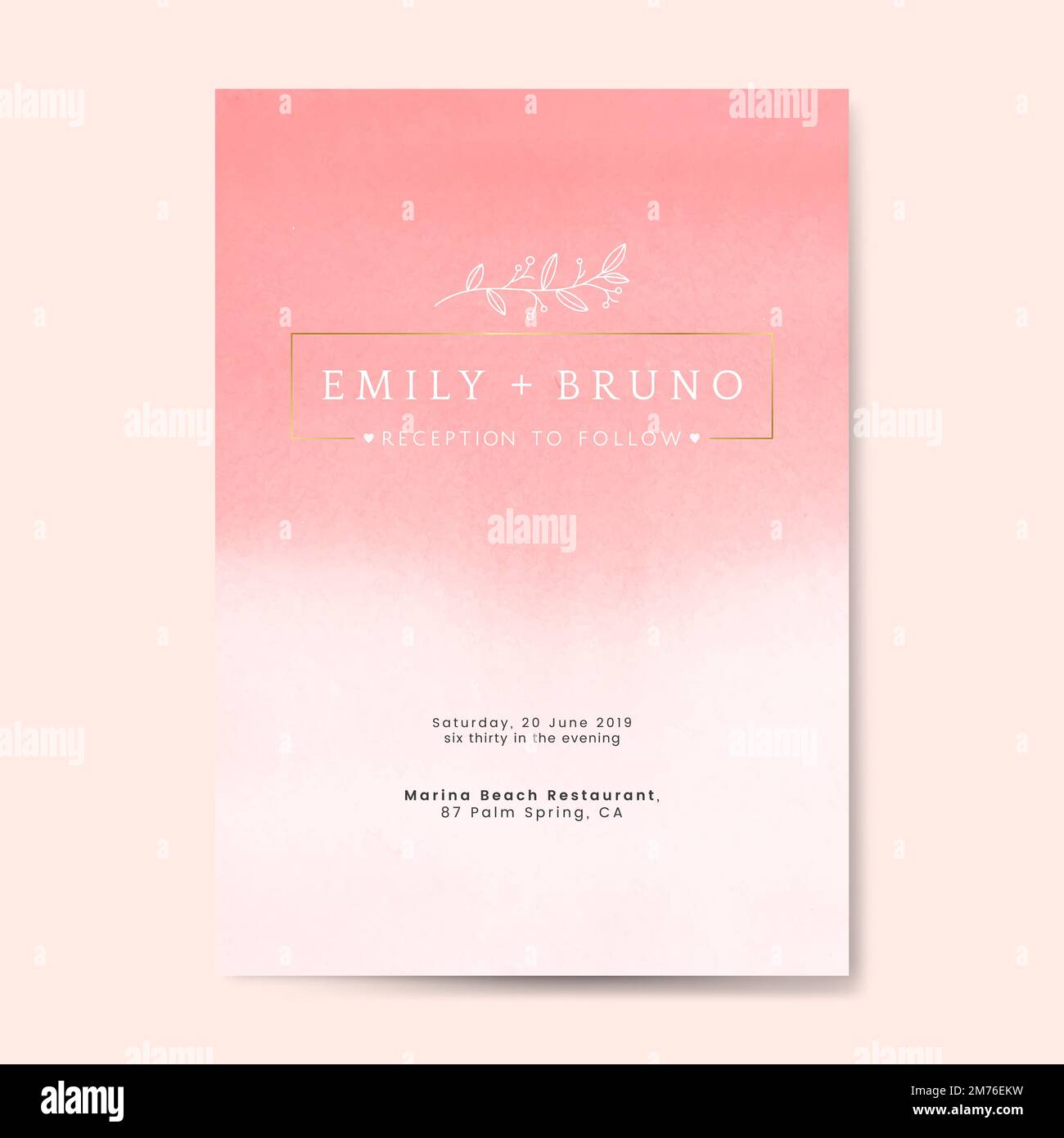 Pink wedding invitation card vector Stock Vector Image & Art - Alamy