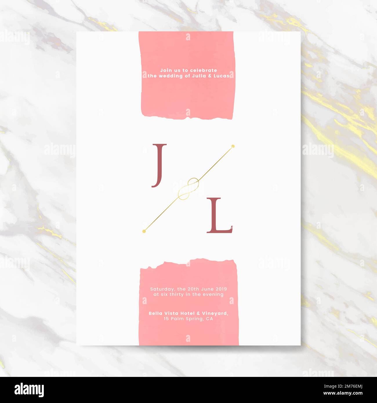 Pink wedding invitation card vector Stock Vector Image & Art - Alamy