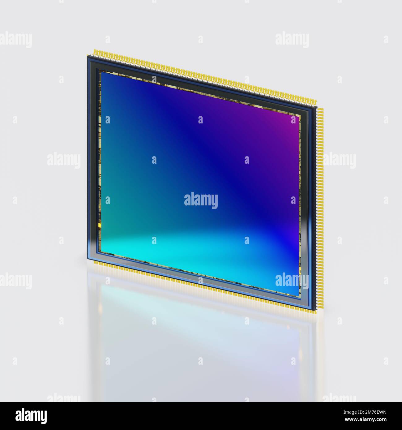 Big digital camera sensor on the edge isolated on light background. 3D ...