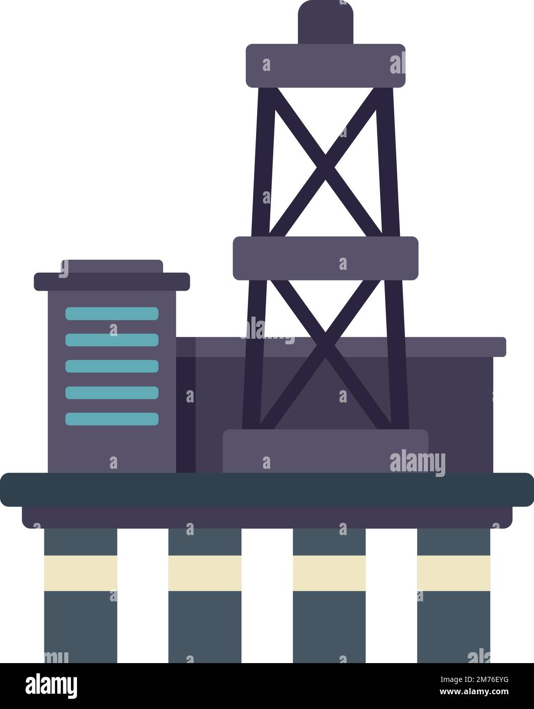 Drilling rig icon flat vector. Oil sea. Ocean platform isolated Stock ...