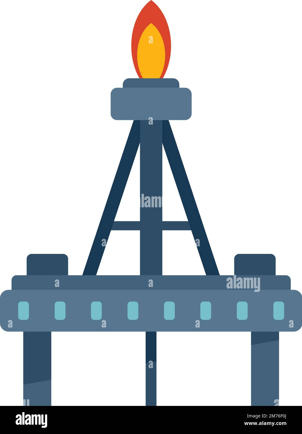 Fire gas rig icon flat vector. Drilling ocean. Drill energy isolated ...