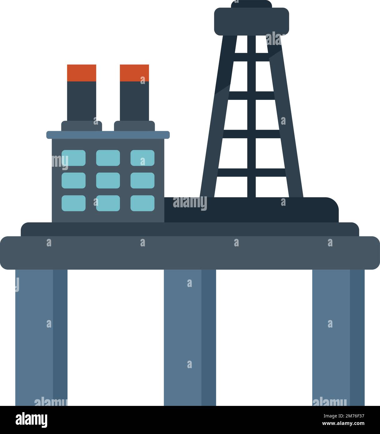 Exploration rig icon flat vector. Sea oil. Gas platform isolated Stock ...
