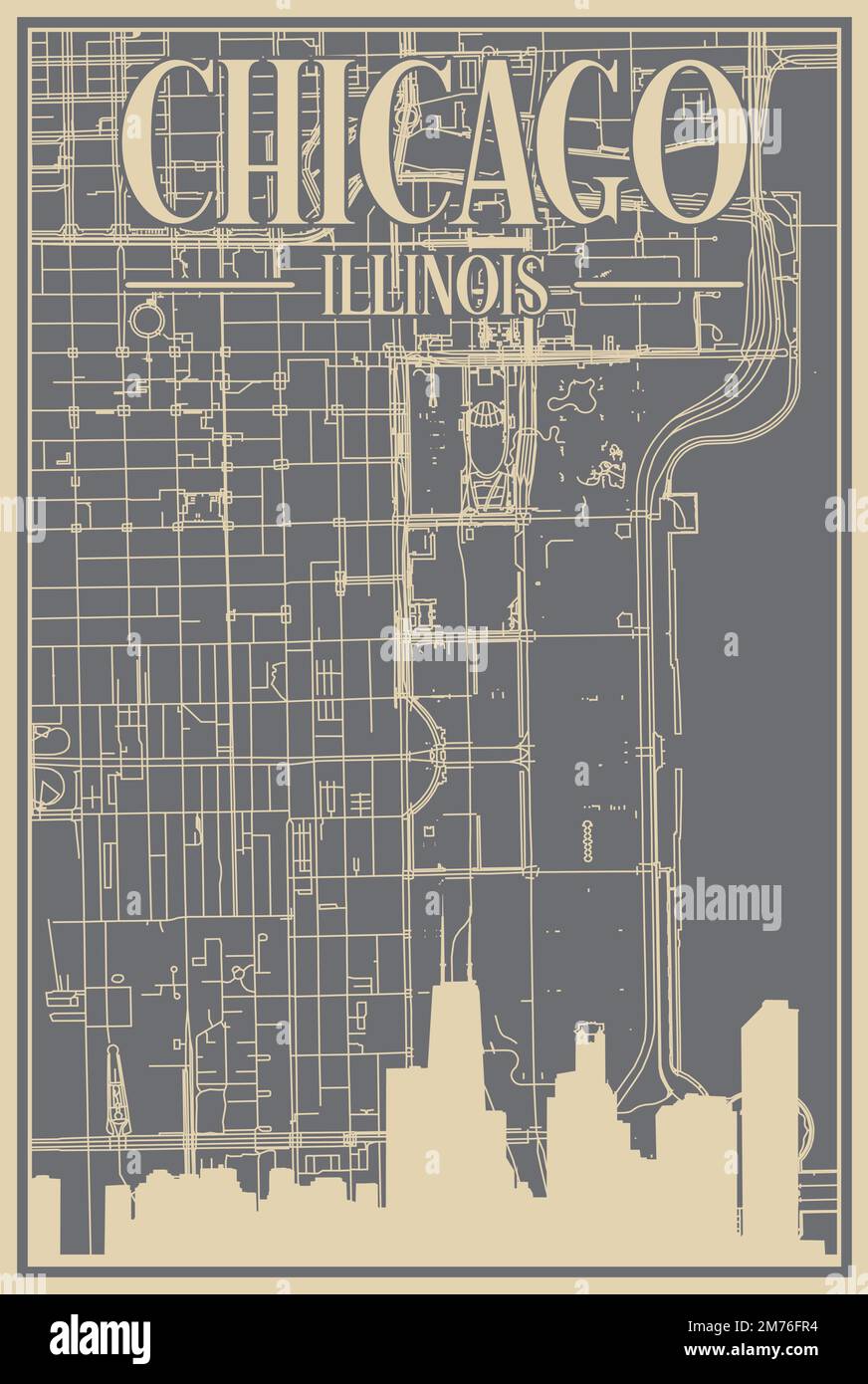 Downtown chicago retro Stock Vector Images - Alamy