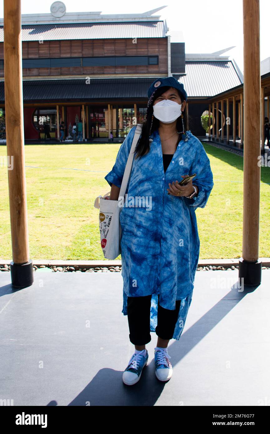 Travelers thai women people wear tie dye indigo color clothes travel ...