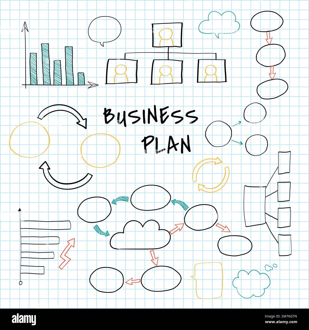 Business plan set with chart and graph vector Stock Vector Image & Art ...