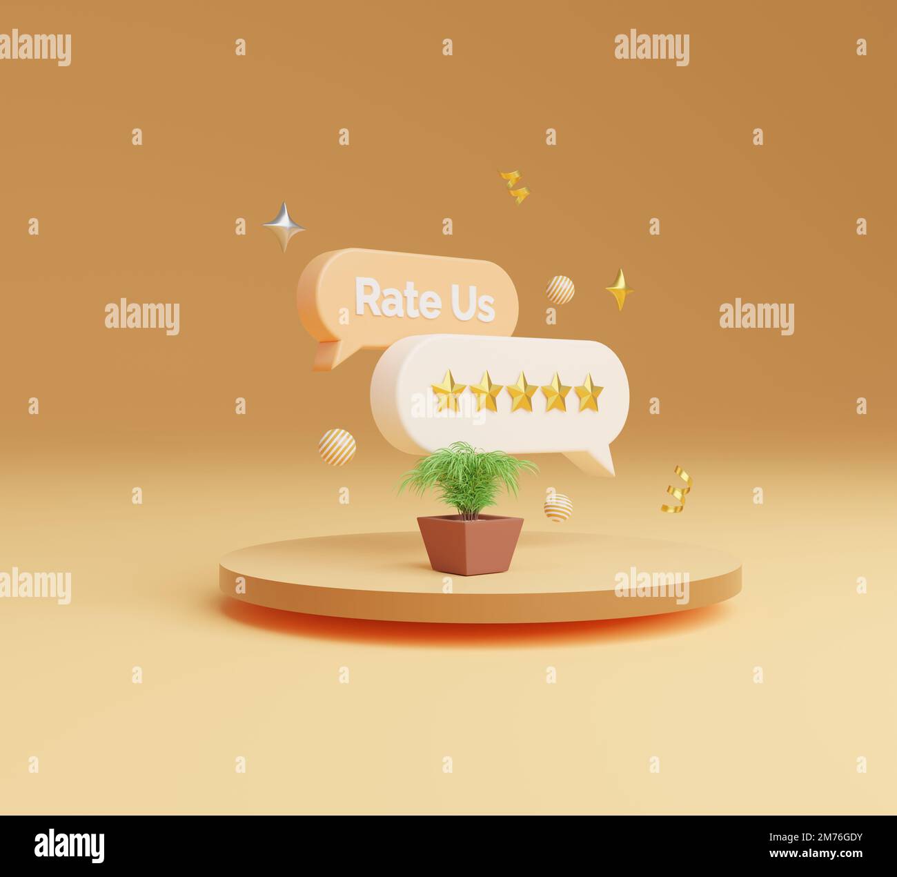 3d rendering of quotes frame box icon With rating status Stock Photo ...