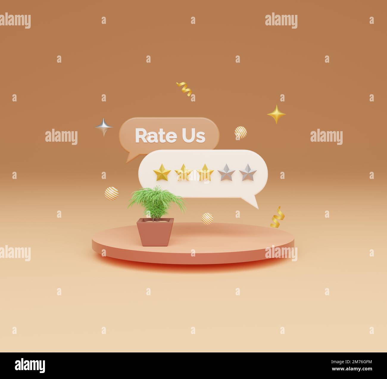 3d rendering of quotes frame box icon With rating status Stock Photo ...