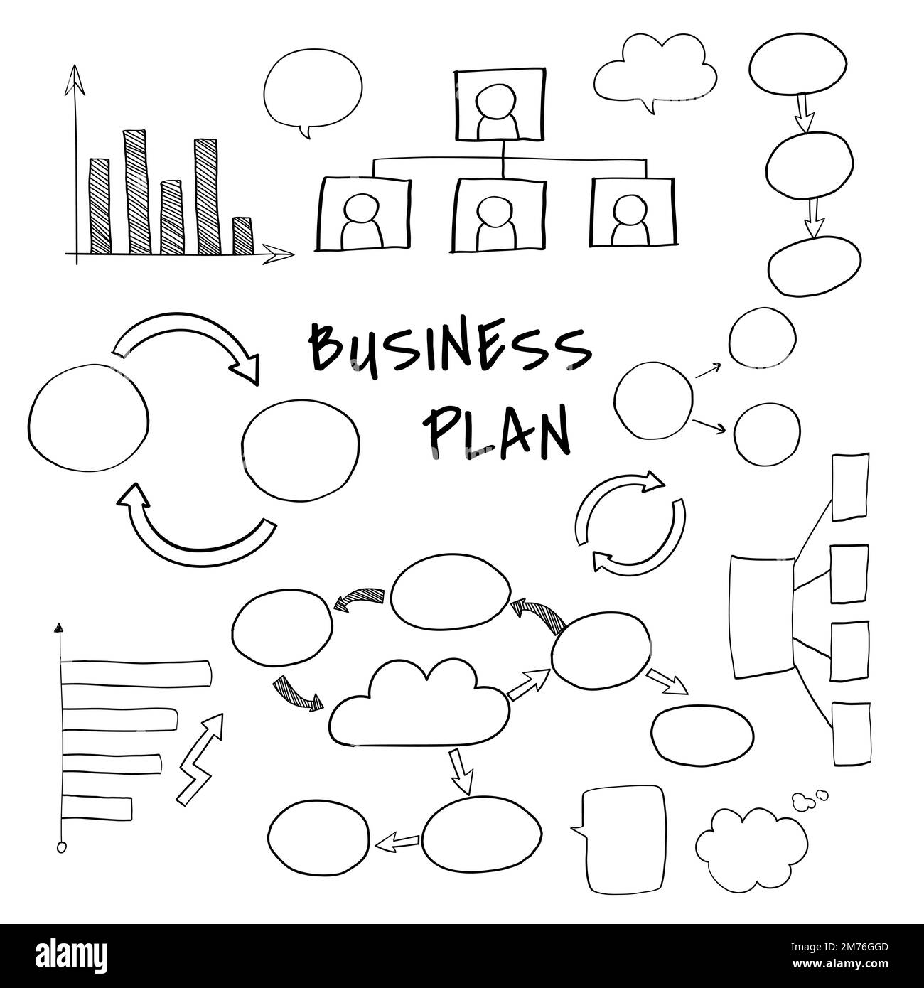 Business plan set with chart and graph vectors Stock Vector Image & Art ...