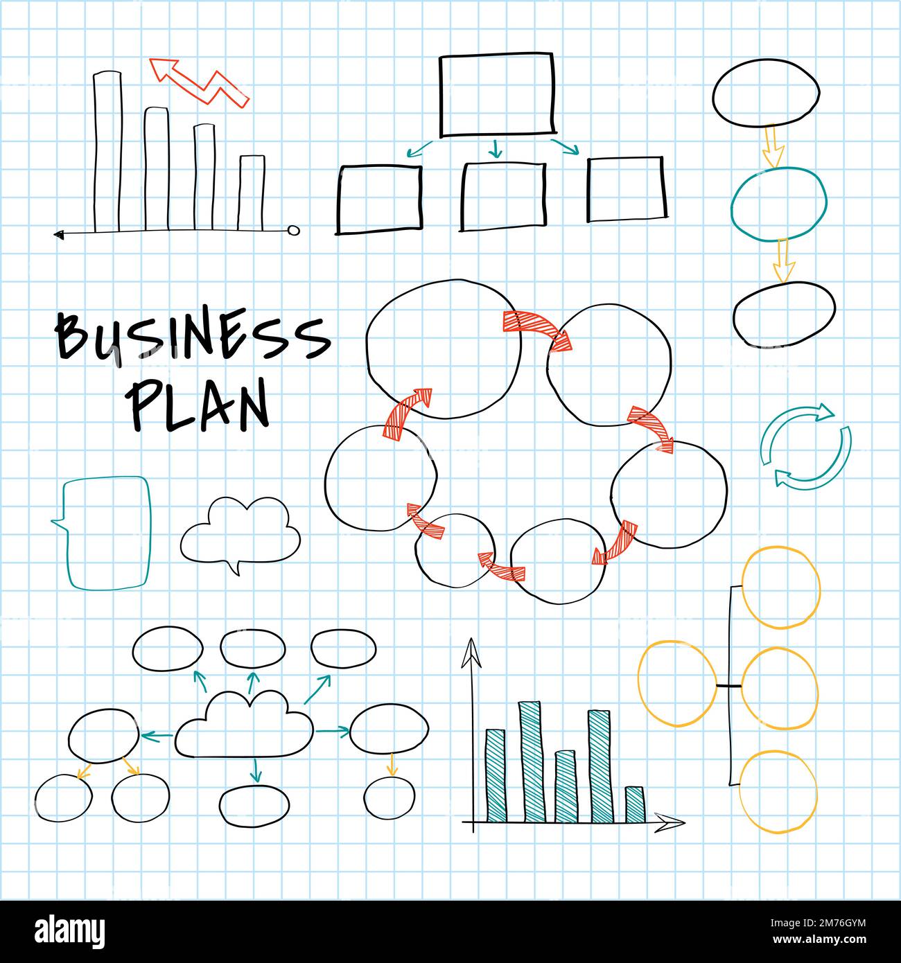 Business plan set with chart and graph vector Stock Vector Image & Art ...