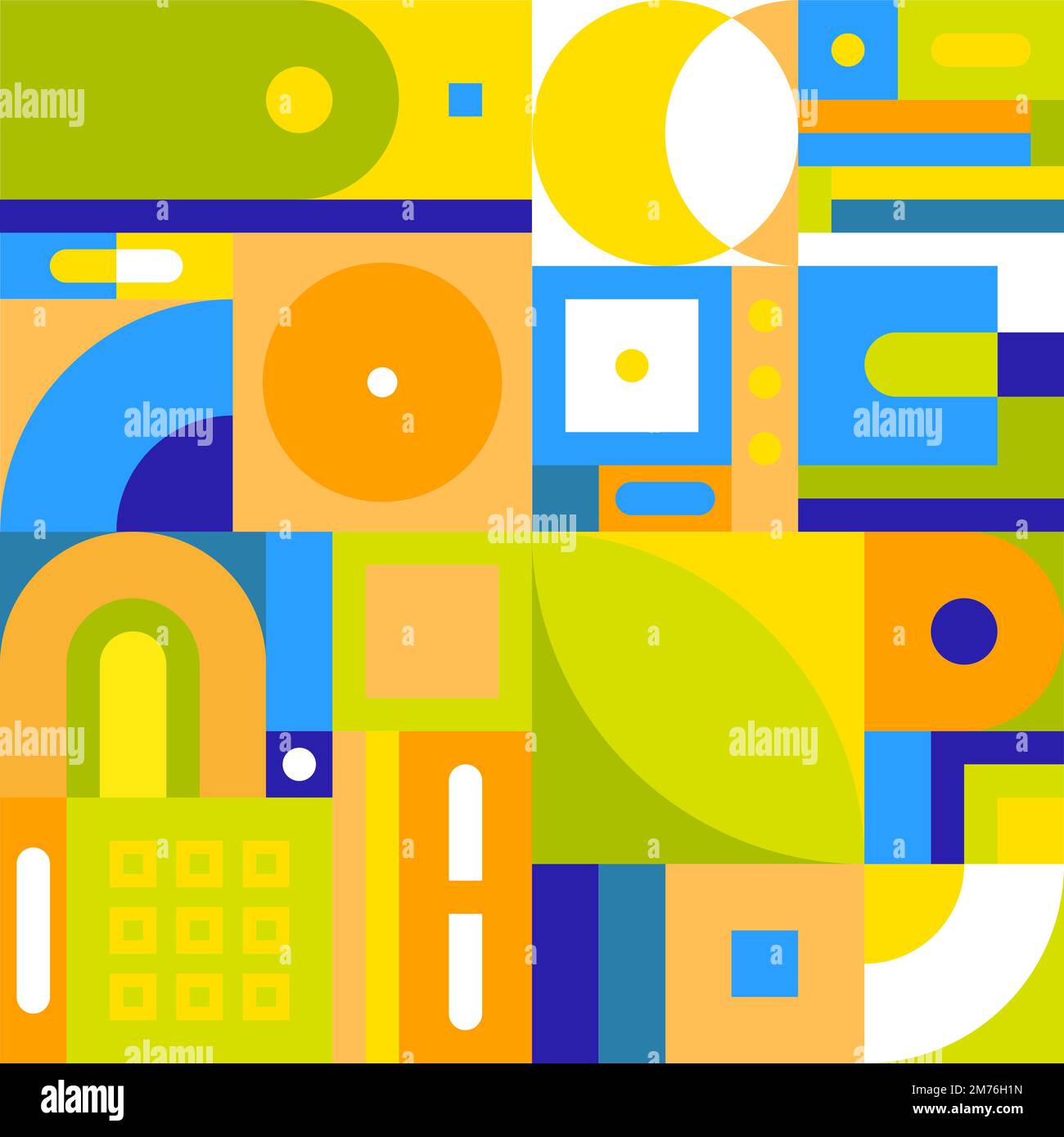 Vector geometric pattern. Bauhaus style. Mosaic from simple basic forms ...