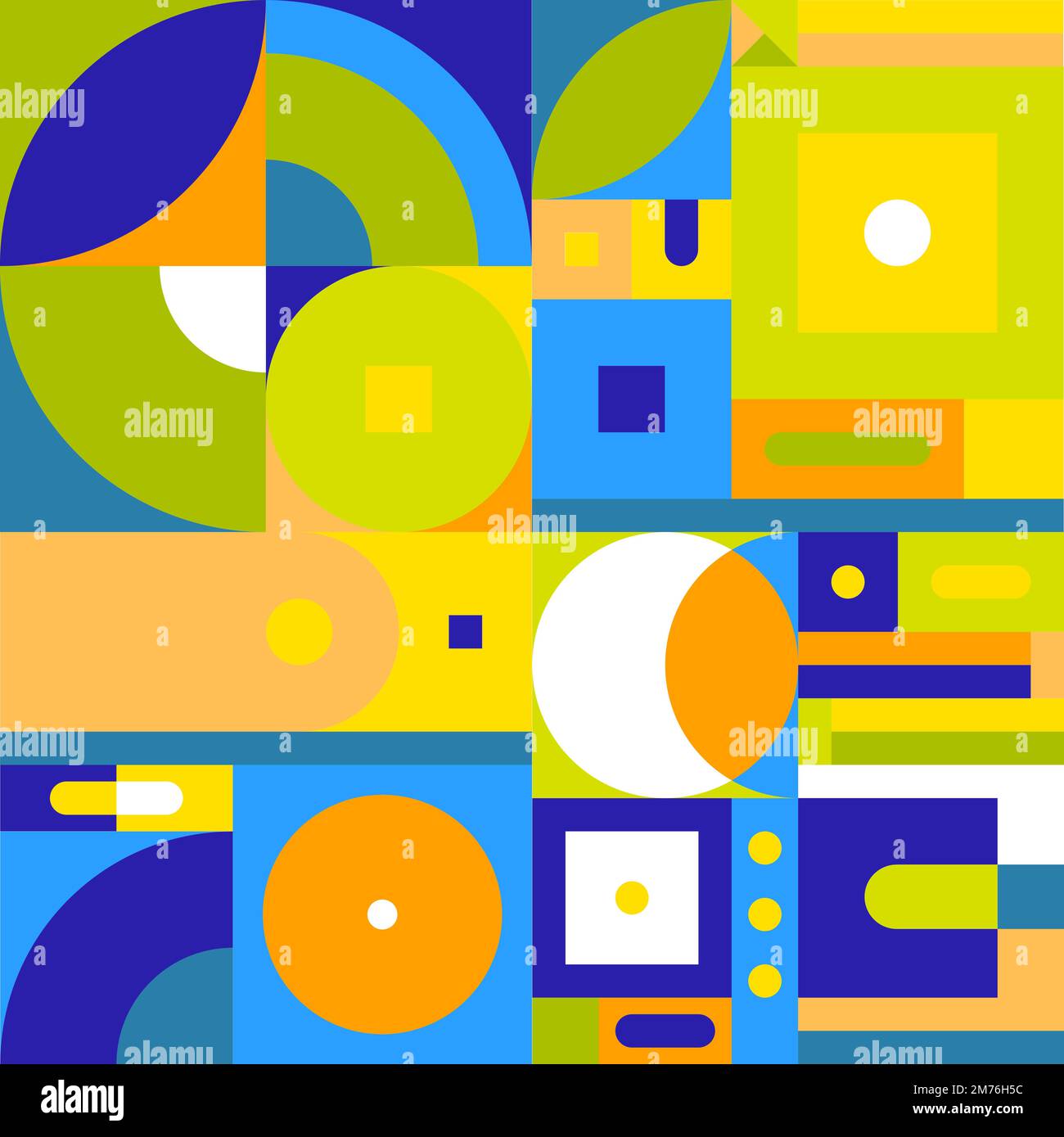 Geometric pattern. Bauhaus style. Mosaic from simple basic forms. Green ...