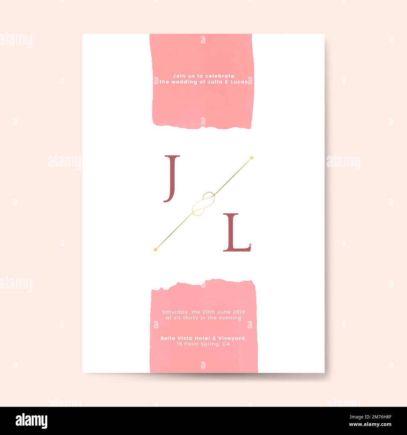 Pink wedding invitation card vector Stock Vector Image & Art - Alamy