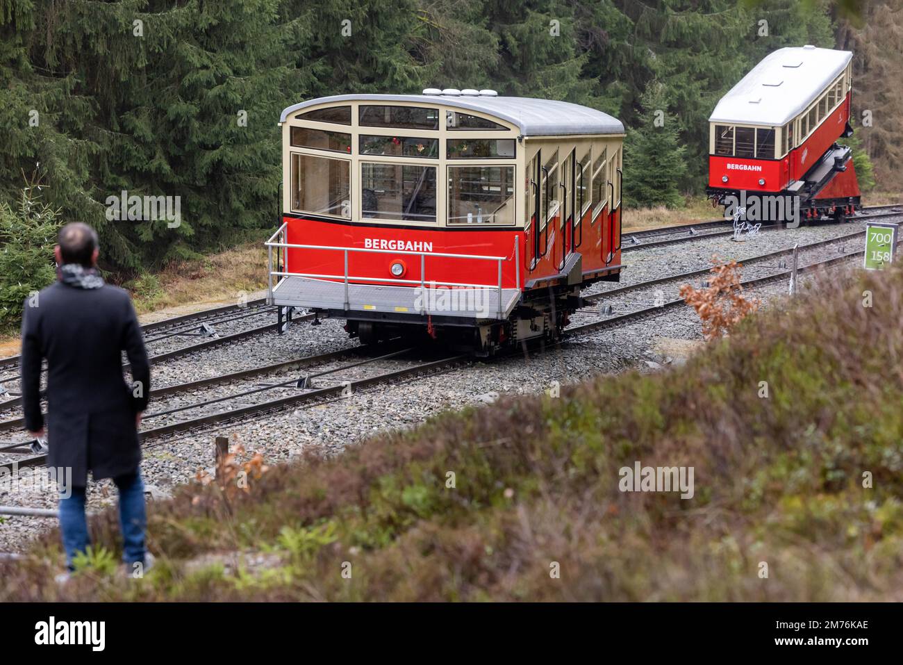 PRODUCTION - 04 January 2023, Thuringia, Oberweißbach: The passenger ...