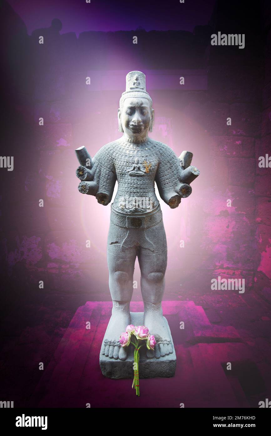 Ancient statue of Avalokitesvara Bodhisattva which is contemporary ...