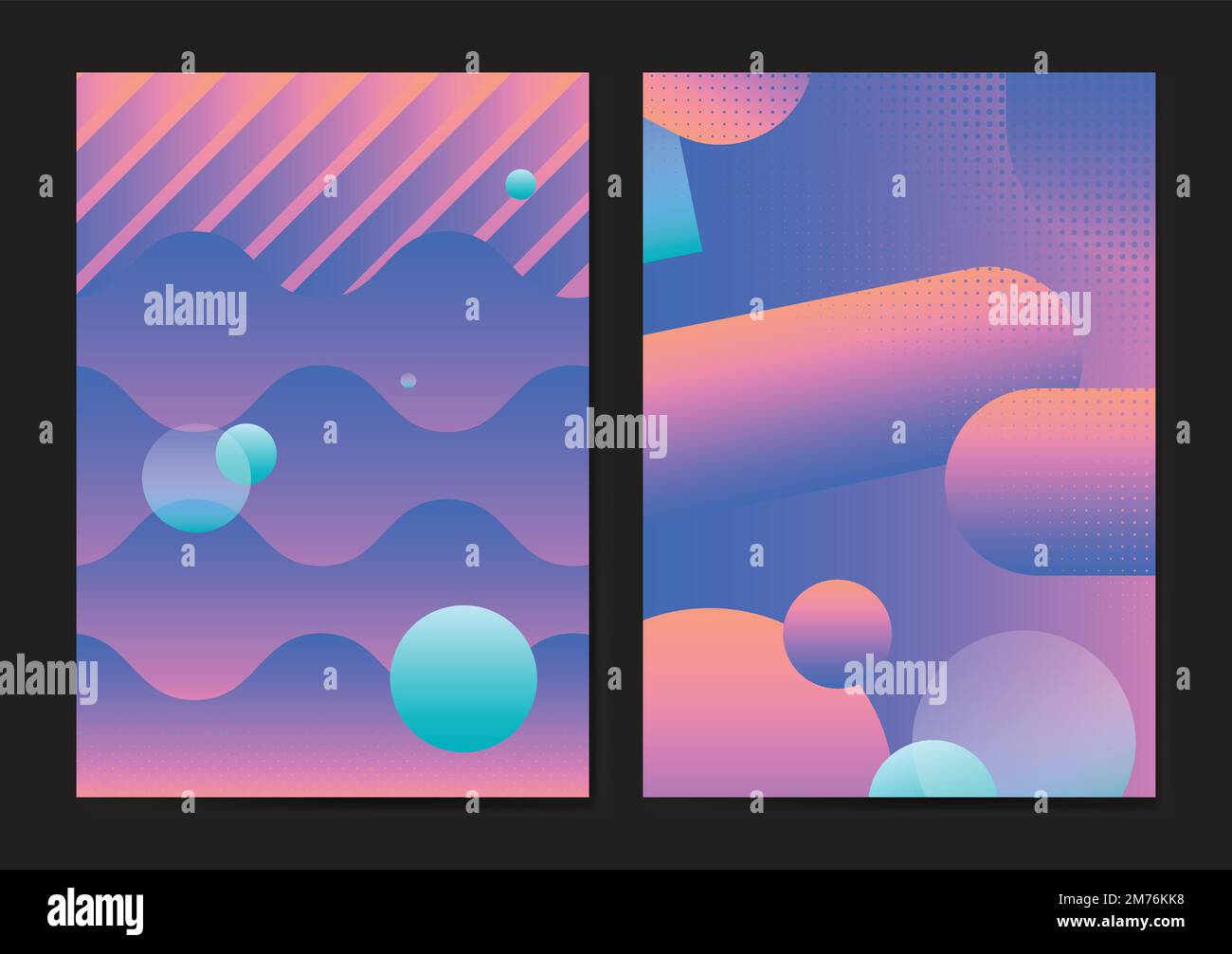 Bluish geometric abstract patterned poster vectors set Stock Vector ...