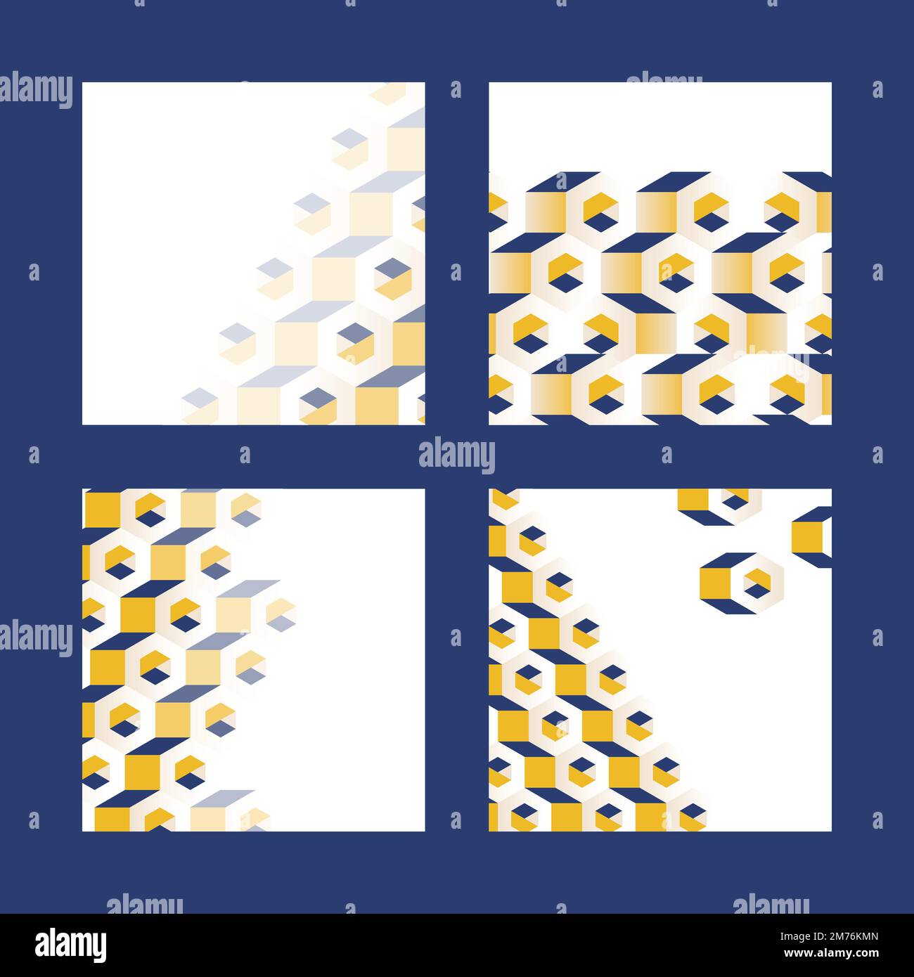 3D yellow and blue hexagonal patterned banner vectors set Stock Vector ...