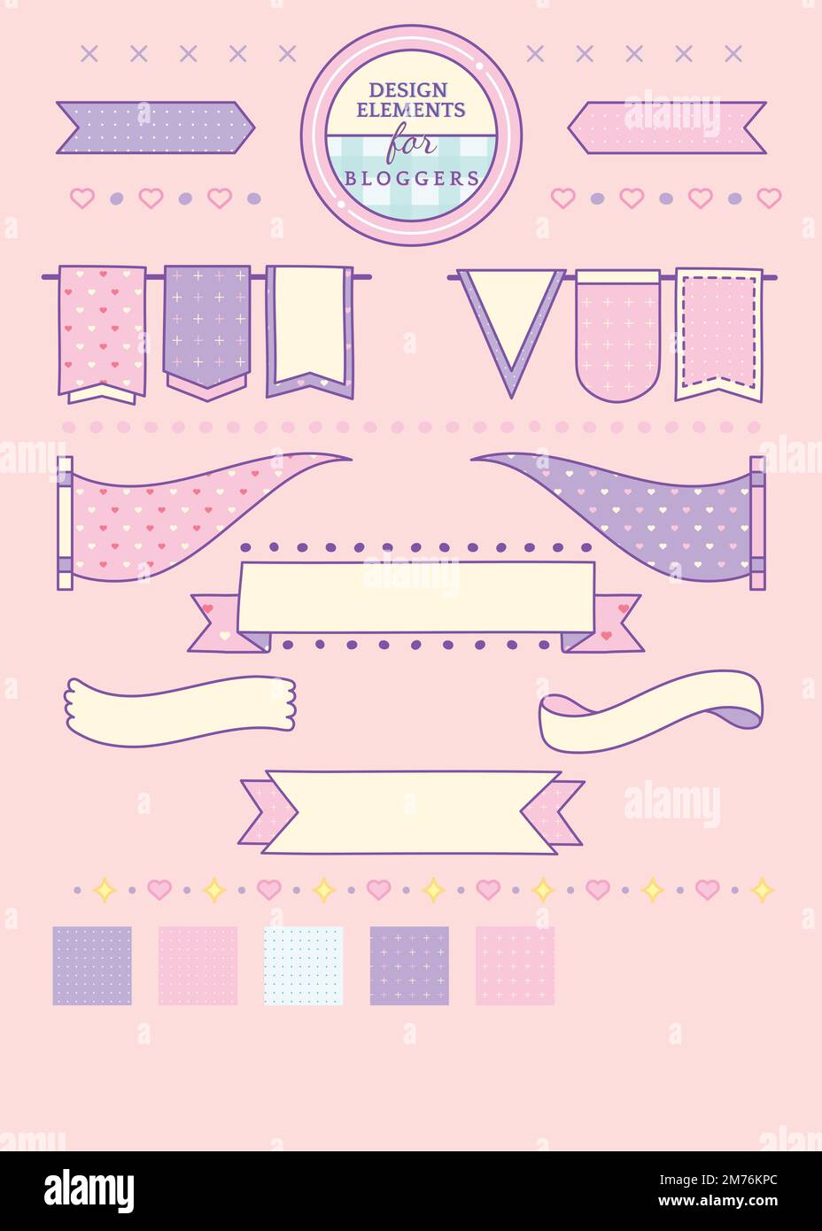 Cute pink design elements for bloggers vector Stock Vector Image & Art ...