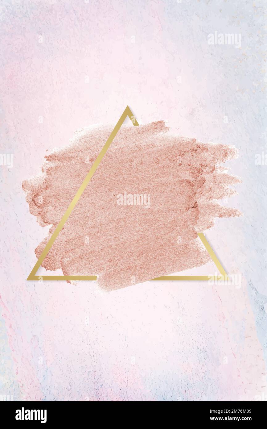 Pastel pink paint with a gold triangle frame on a pastel pink background vector Stock Vector ...