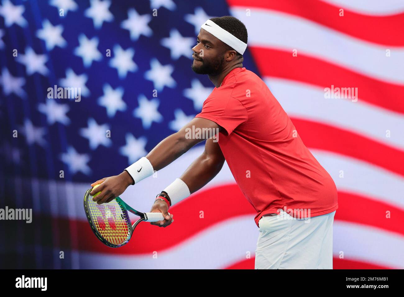 Sydney, Australia. 08th Jan, 2023. Frances Tiafoe of USA plays a shot ...