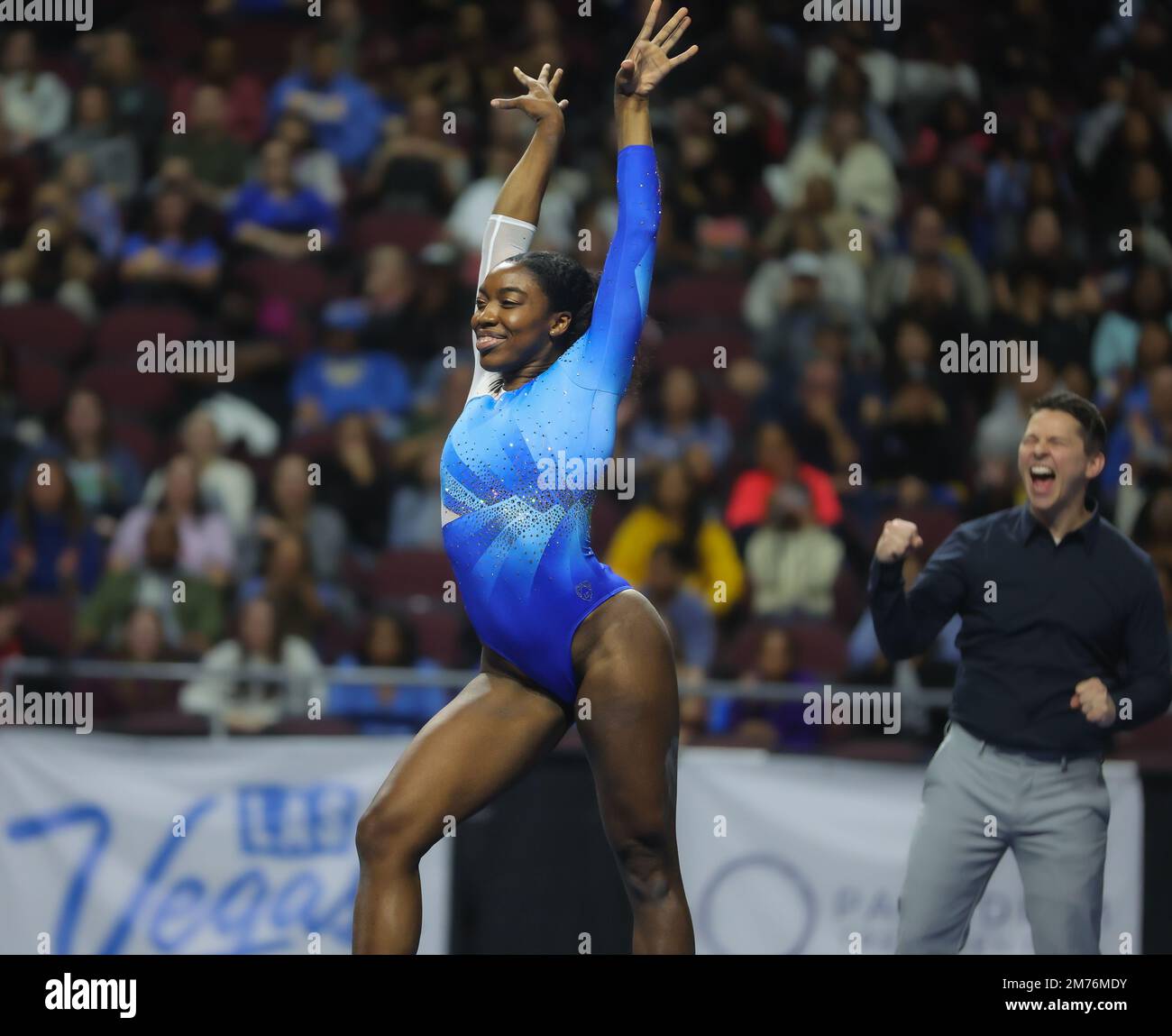 Las Vegas, NV, USA. 7th Jan, 2023. UCLA's Chae Campbell completes a ...