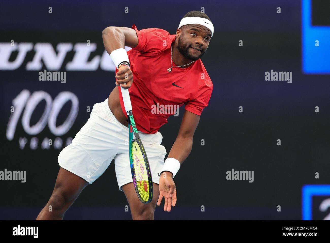 Sydney, Australia. 08th Jan, 2023. Frances Tiafoe of USA plays a shot ...