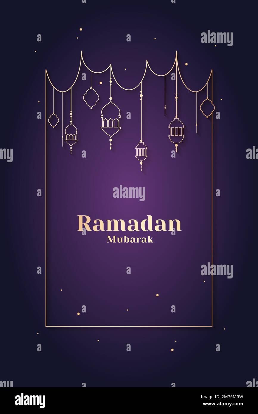 Ramadan Mubarak frame with lantern vector Stock Vector Image & Art - Alamy