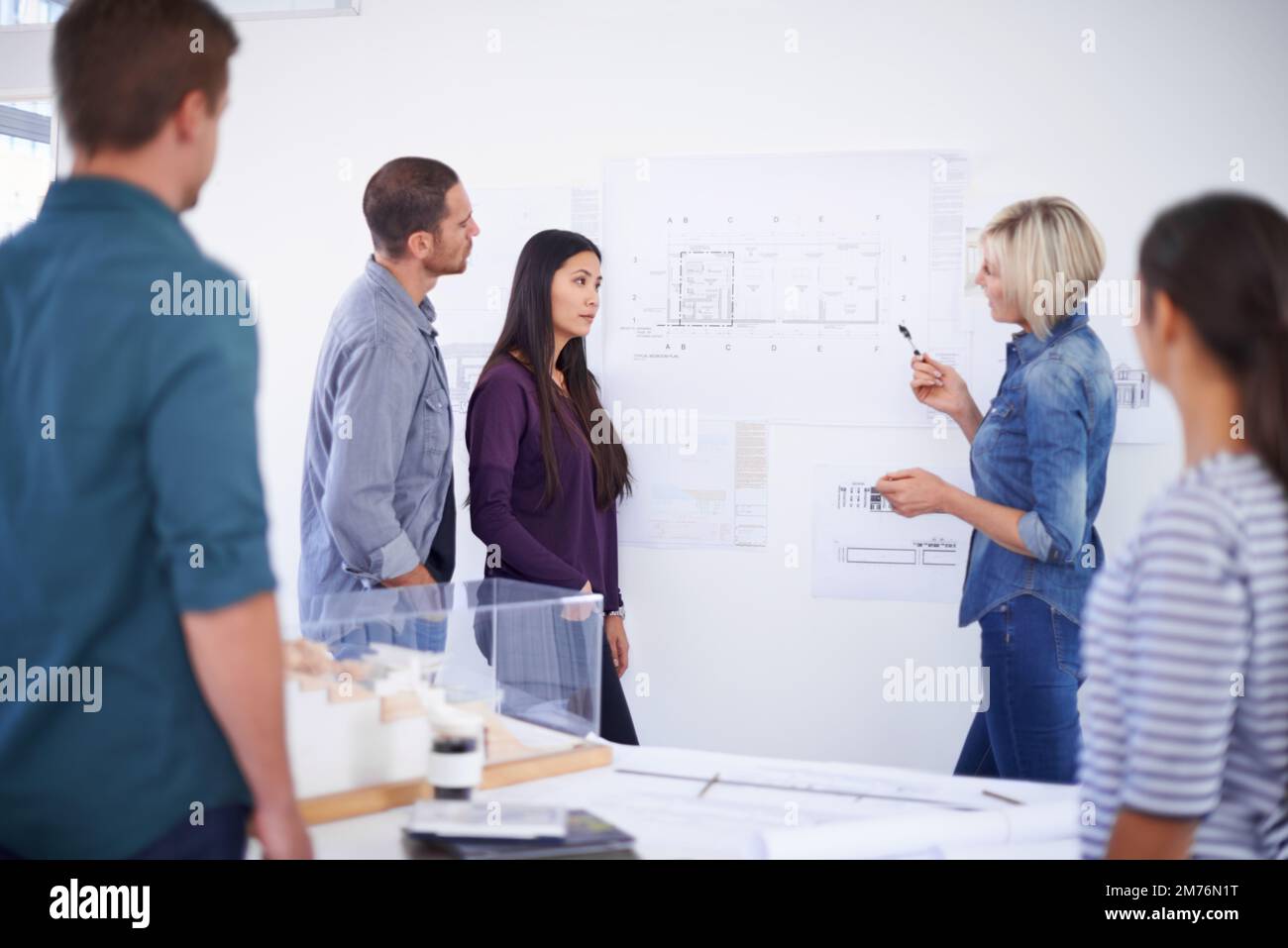 Making sure that everyone understands the plans. a group of architects ...