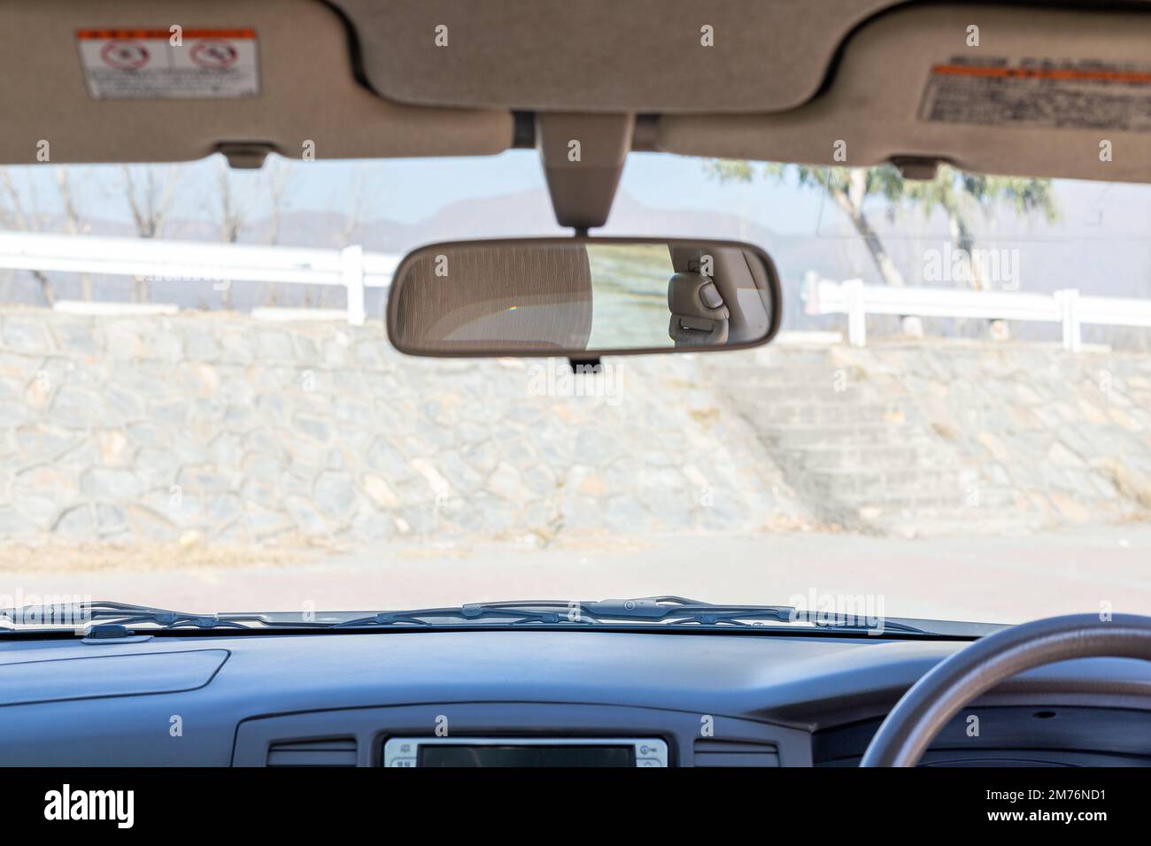 Car rear view mirror inside the car Stock Photo - Alamy