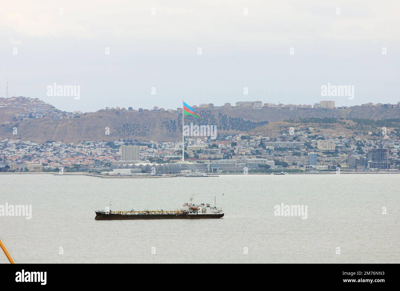 Beautiful port city of Baku with mountains. Azerbaijan Stock Photo - Alamy