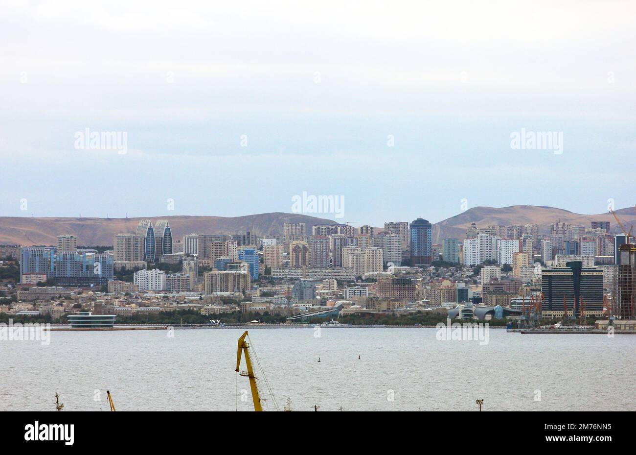 Beautiful port city of Baku with mountains. Azerbaijan Stock Photo - Alamy