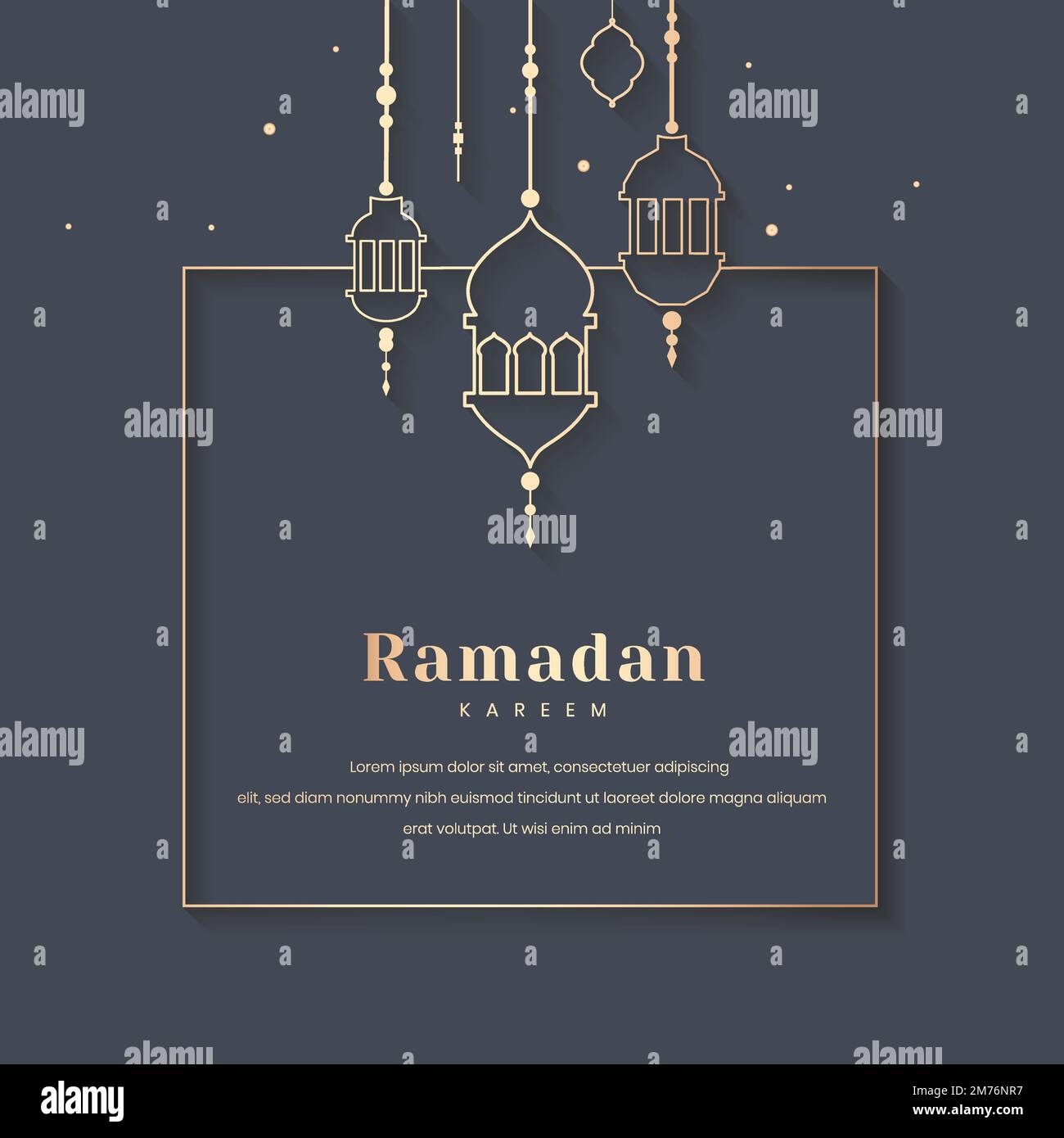 Ramadan Mubarak frame with lantern vector Stock Vector Image & Art - Alamy