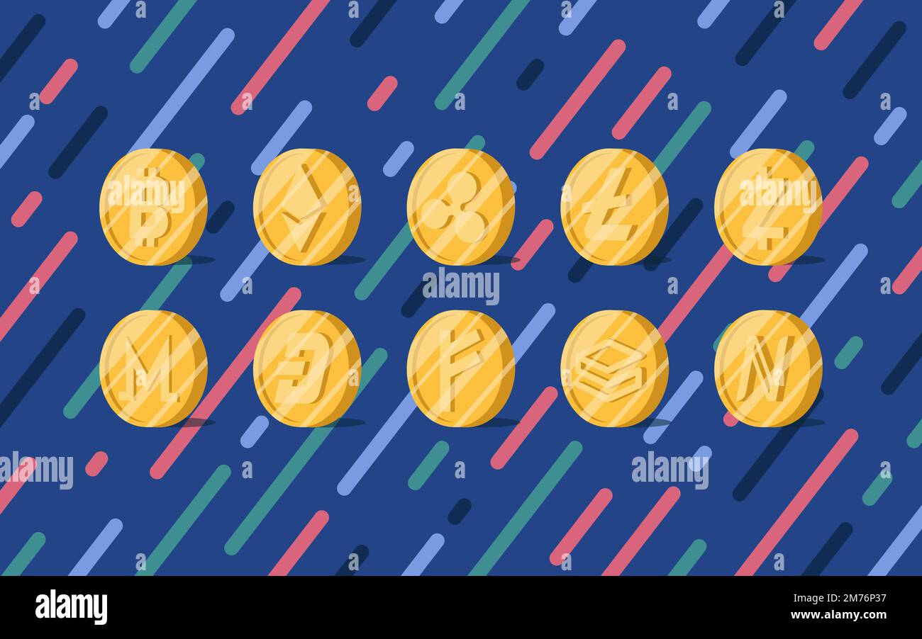 Set of various cryptocurrencies electronic cash symbol vector Stock ...