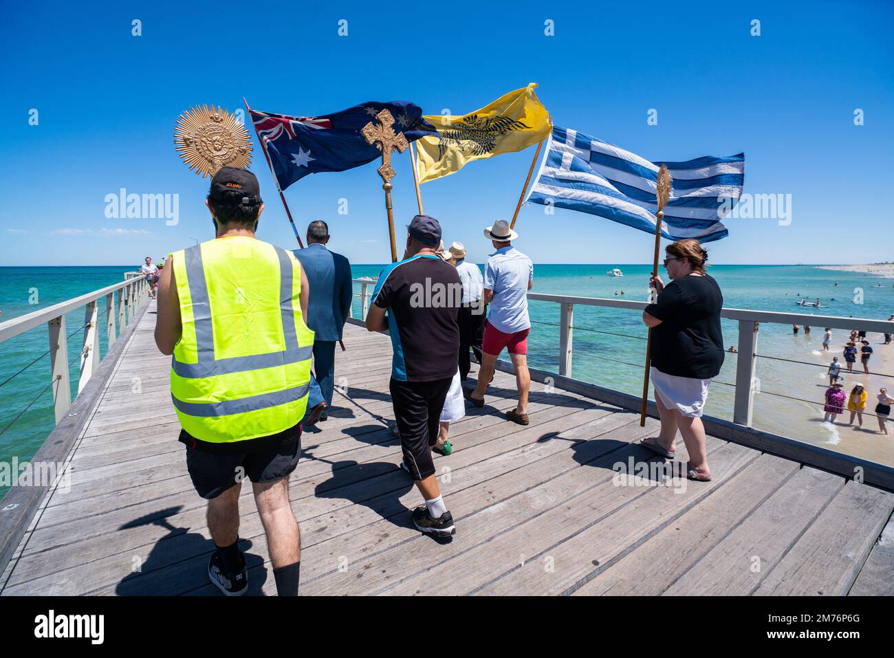 Adelaide, Australia. 8 January 2023 .Greek orthodox community carry the ...